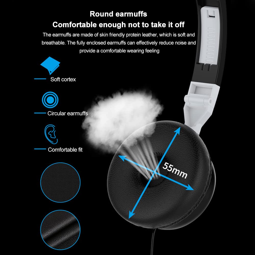Wired Headset, 3.5mm Plug Noise Cancelling Stereo Gaming Headphones for Computer Telephone (Black)