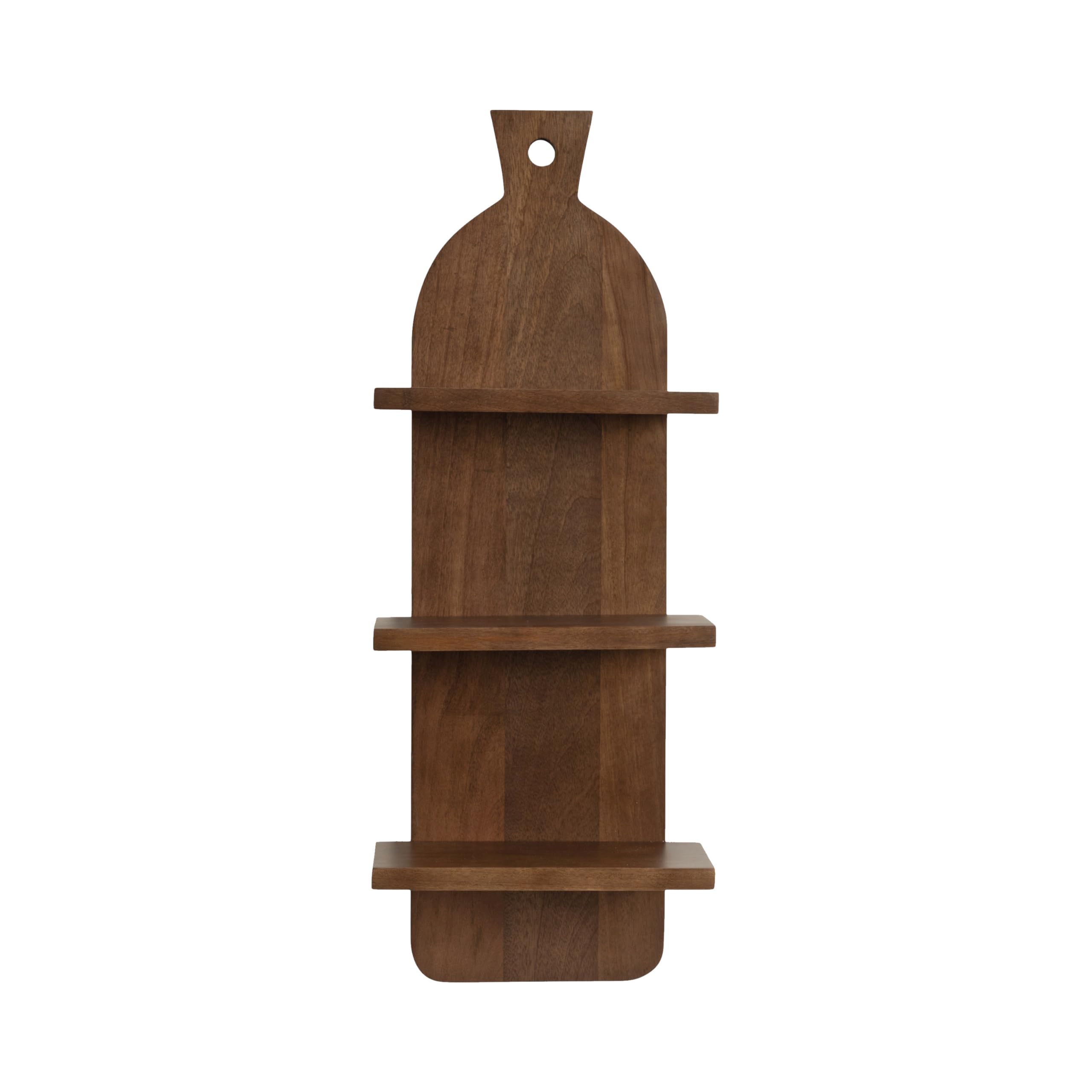 Kate and Laurel Braxton Modern Farmhouse Three-Tier Wall Shelf, 12 x 7 x 32, Natural Brown, Transitional Tiered Wood Display Shelf for Kitchen Spice Rack
