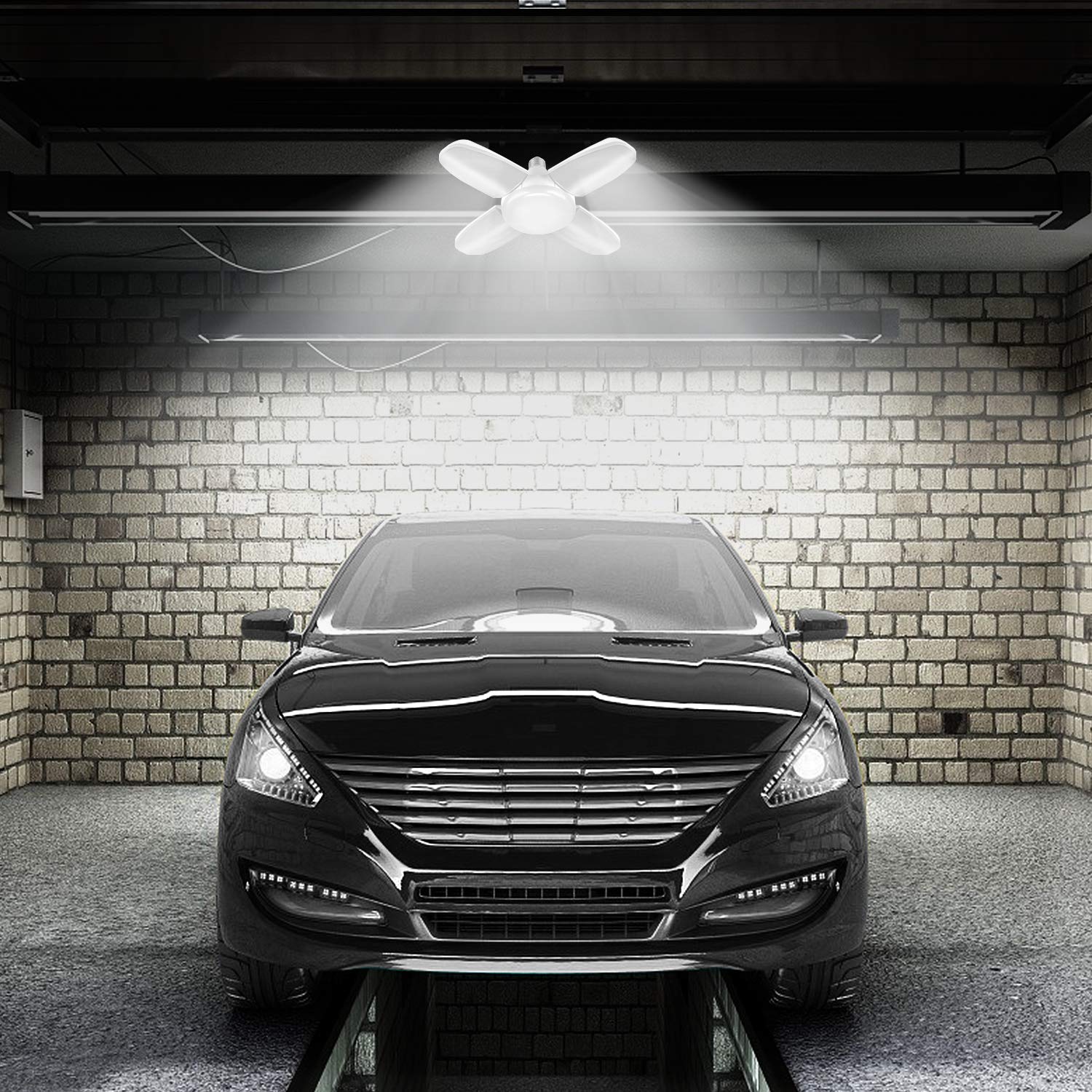 CREATESTAR LED Garage Lights, 6000LM 60W E26/E27 Led Basement Lights - Deformable Garage Ceiling Lighting lamp, LED Light Bulbs for Garage, Workshop, Workbench, Barn, Warehouse, Full Area, Shop