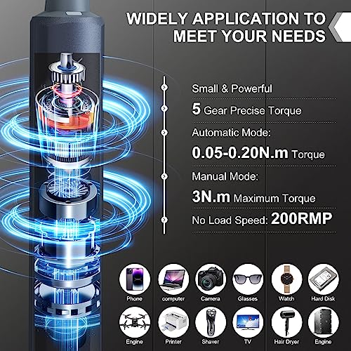 Electric Screwdriver,52 in 1 Mini Precision Screwdriver Set with 48 Magnetic Bits Cordless Kit,5 Gears Torque,OLED Display,XIGMER Rechargeable Small Electronic Repair Tool Kit for PC Phones Watch