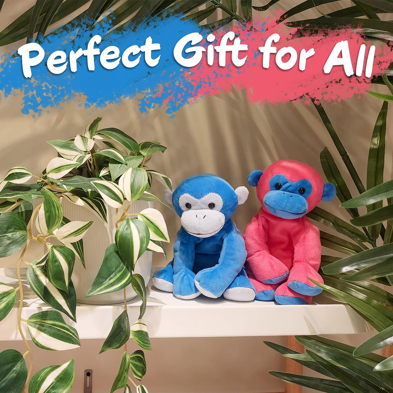 WEIGEDU Ape Monkey Stuffed Animal Plush Toys, Stuffed Monkey Blue, Soft Cute Monkey Toy for Toddlers Child Kids Babies Birthday Gift, 7.9" Blue