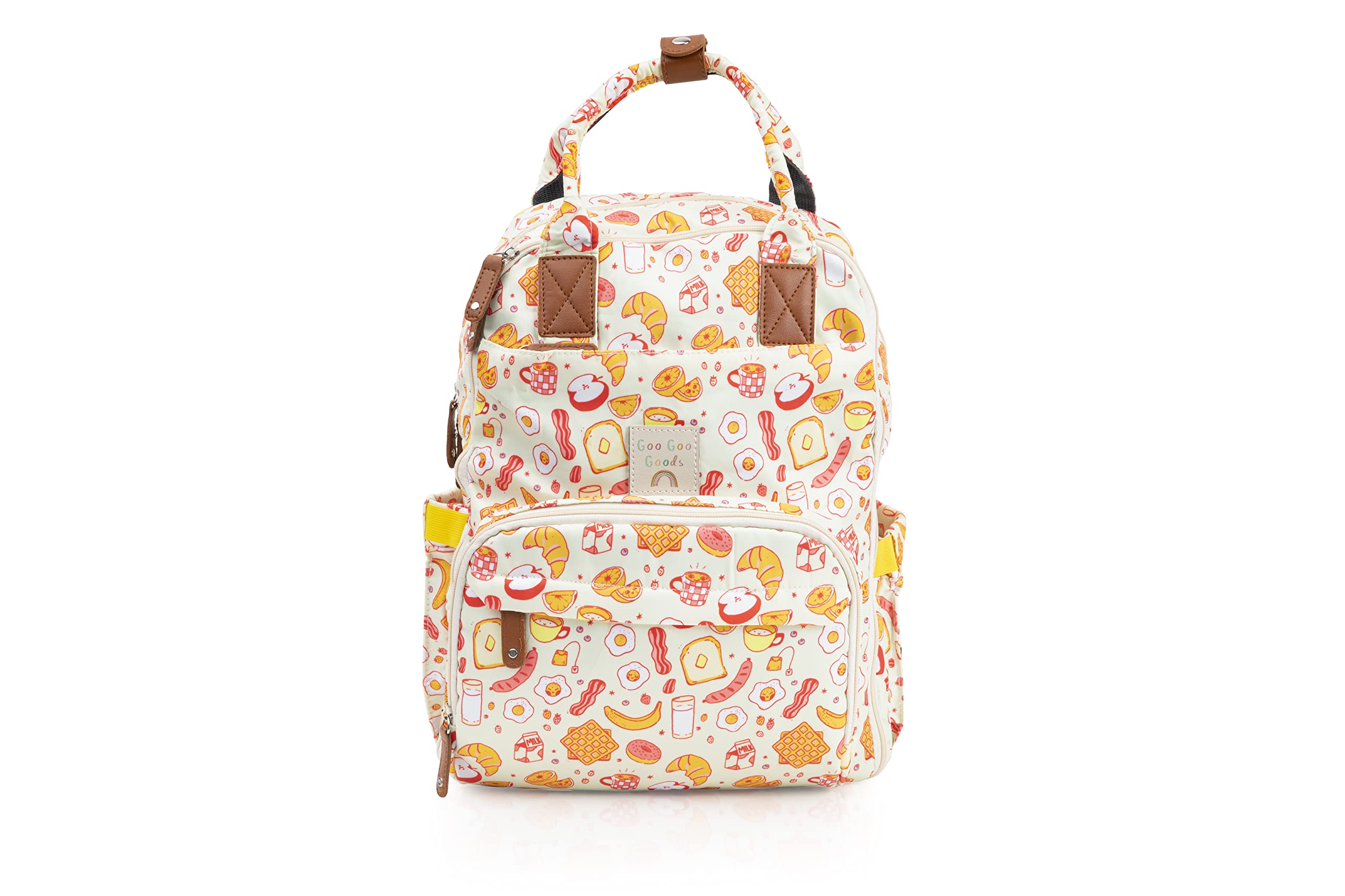 Goo Goo Goods Diaper Bag | Breakfast Design Diapering Bag | Travel Backpack for Parents | Multifunction Maternity Back Pack | Water Resistant | Large Capacity | Baby Changing Bag | Parent Helper Bag