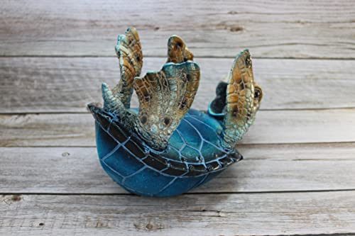 Sea Turtle Bottle Holder Turtle Figurine Natural Color Turtle Wine Bottle Holder, Blue