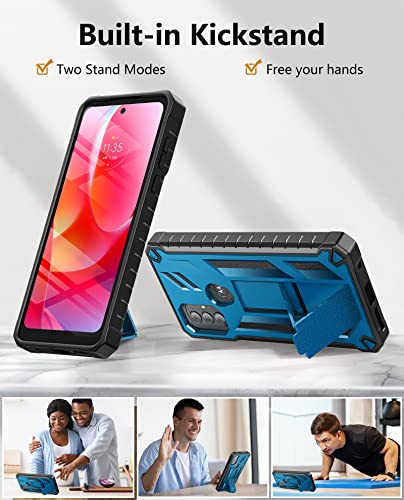 for Motorola Moto G-Power 2022 Case: Moto G Play 2023 Case Drop Proof Protection Durable Protective Heavy Duty Shockproof TPU Matte Textured Mobile Phone Cover Moto G Power 2022 Case with Kickstand