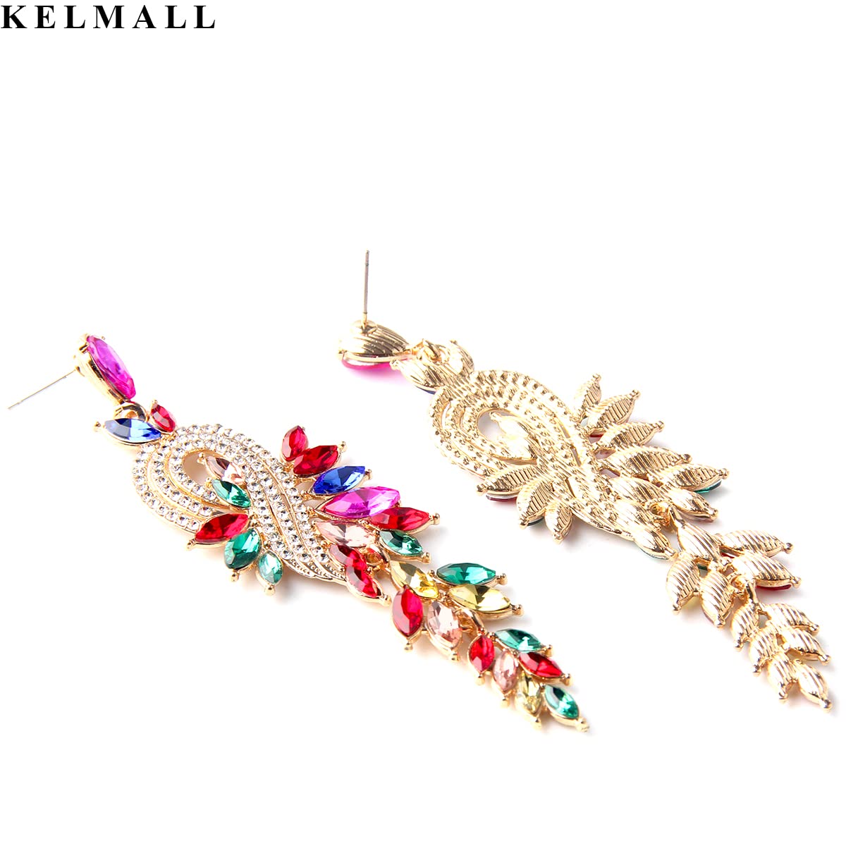 Crystal Chandelier Long Drop Dangle Earrings for Women Wedding Bridal Jewelry KELMALL COLLECTION