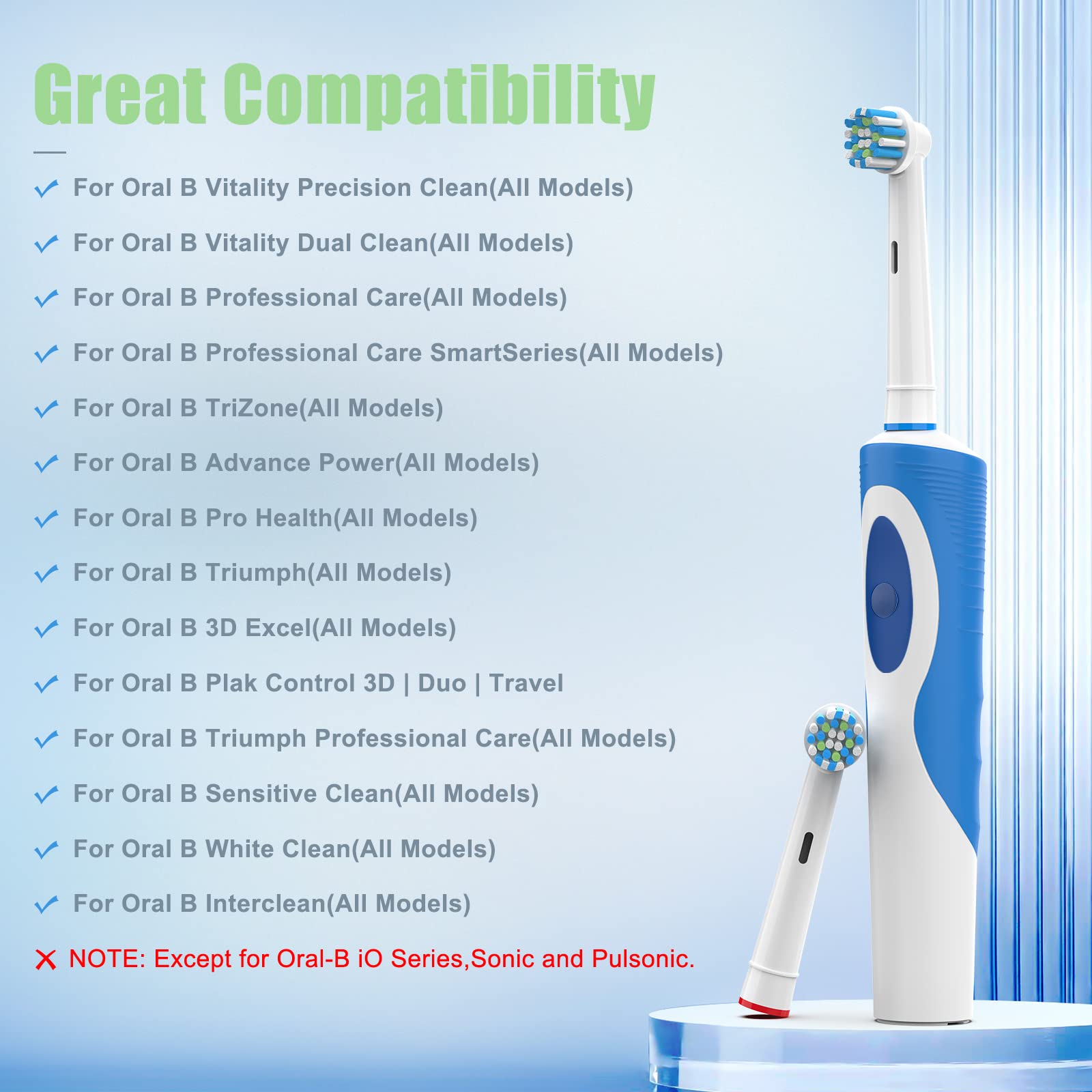 Electric Toothbrush Replacement Heads Compatible with Oral B Braun, Professional Tooth Replacement Refill for Oral-B Toothbrush 7000/Pro 1000/9600/ 5000/3000/8000 (6 Pack)