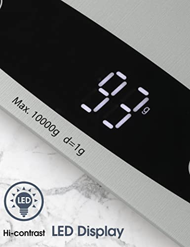 Searon Food Kitchen Scale Digital - Ounces and Grams Ml Lb,10Kg/22Lb Capacity for Weight Loss, Baking, Cooking, Keto and Meal Prep, Tempered Glass Panel - 7.9 X 6.3 X 0.6 Inches