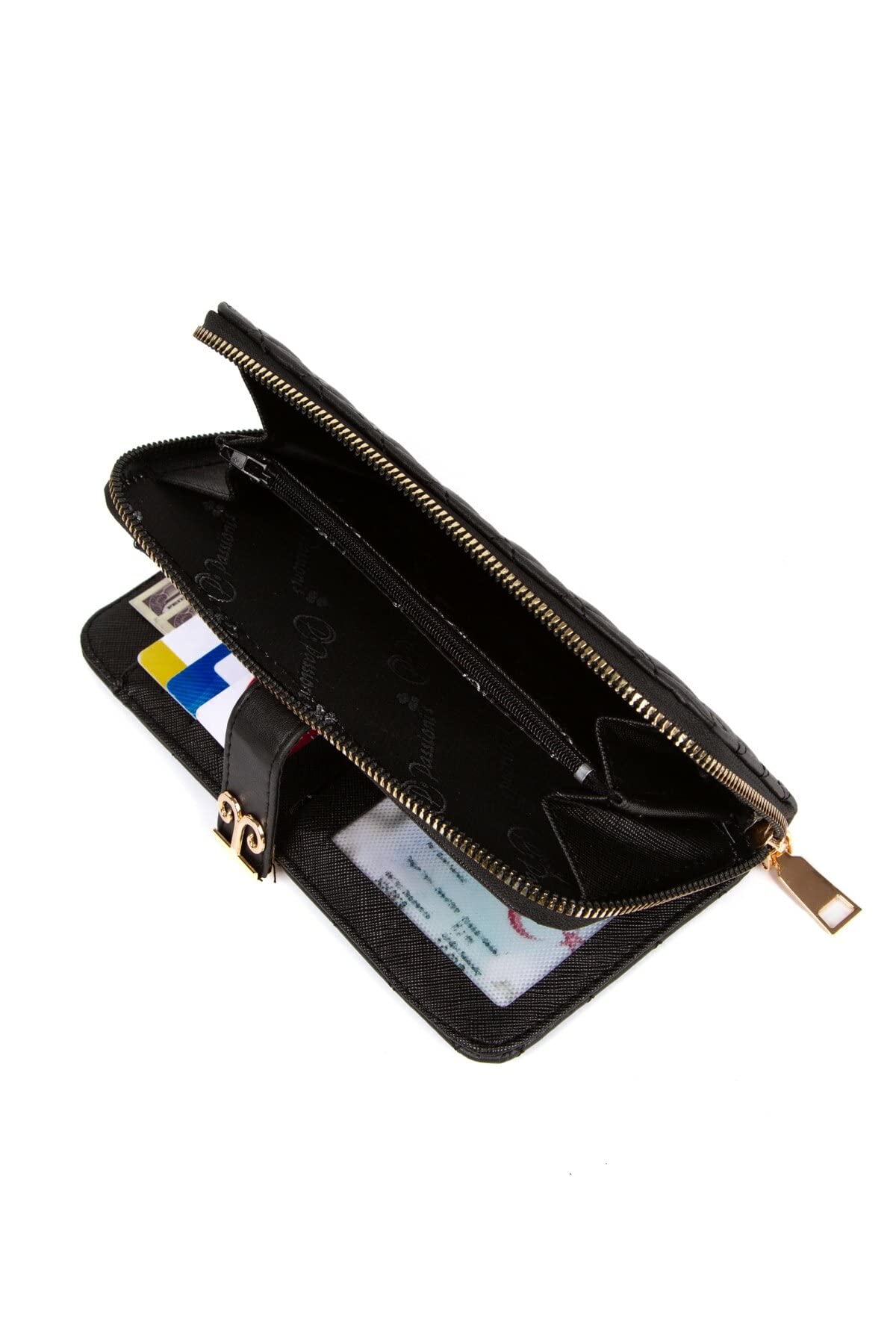 Women's Large Capacity Bifold Wallet | 9 Card Holder and ID Window | Quilted Design Soft Textured Zipped Handbag for Women | Vegan Leather Purse (Black)