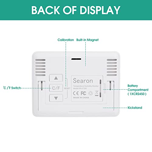 Searon Indoor Thermometer Hygrometer Humidity Meter, Room Temperature Humidity Monitor Gauge, High/Low Temperature Humidity Display,˚F/℃ Switch,Comfort Scale - 3.45 X 2.6 X 0.52 Inches (1 Pack)