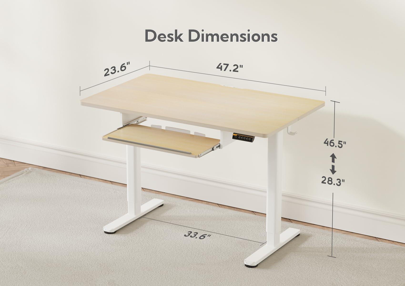 Claiks Standing Desk with Keyboard Tray, Standing Desk Adjustable Height, Raising Desks for Home Office and Computer Workstation, 55 Inches, Black