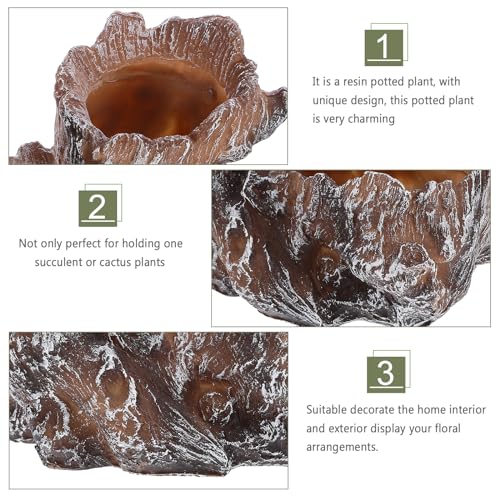 GANAZONO Flower Decor Driftwood Succulent Pot Driftwood Stump Log Planter Succulent Pot Resin Plant Pot Multilayer Planter Tree Root Flower Pot Holder Bonsai Pot Grey Garden Planter Desktop Decor