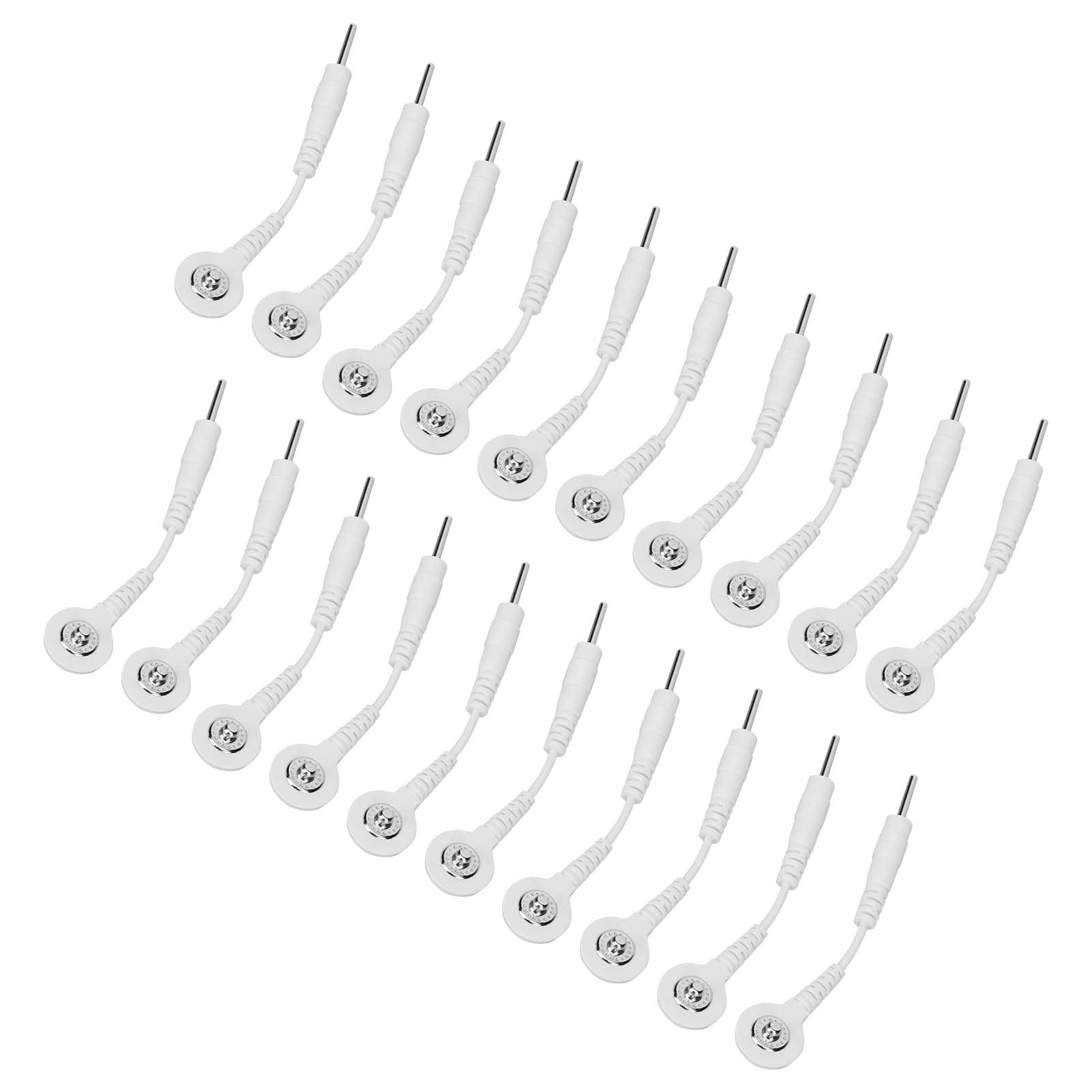 Electrodes Cords, 20Pcs Professional Electrode Wires 2.0in Portable Replacement Cable Button Electrode Wires Electrode Wires for Massager White