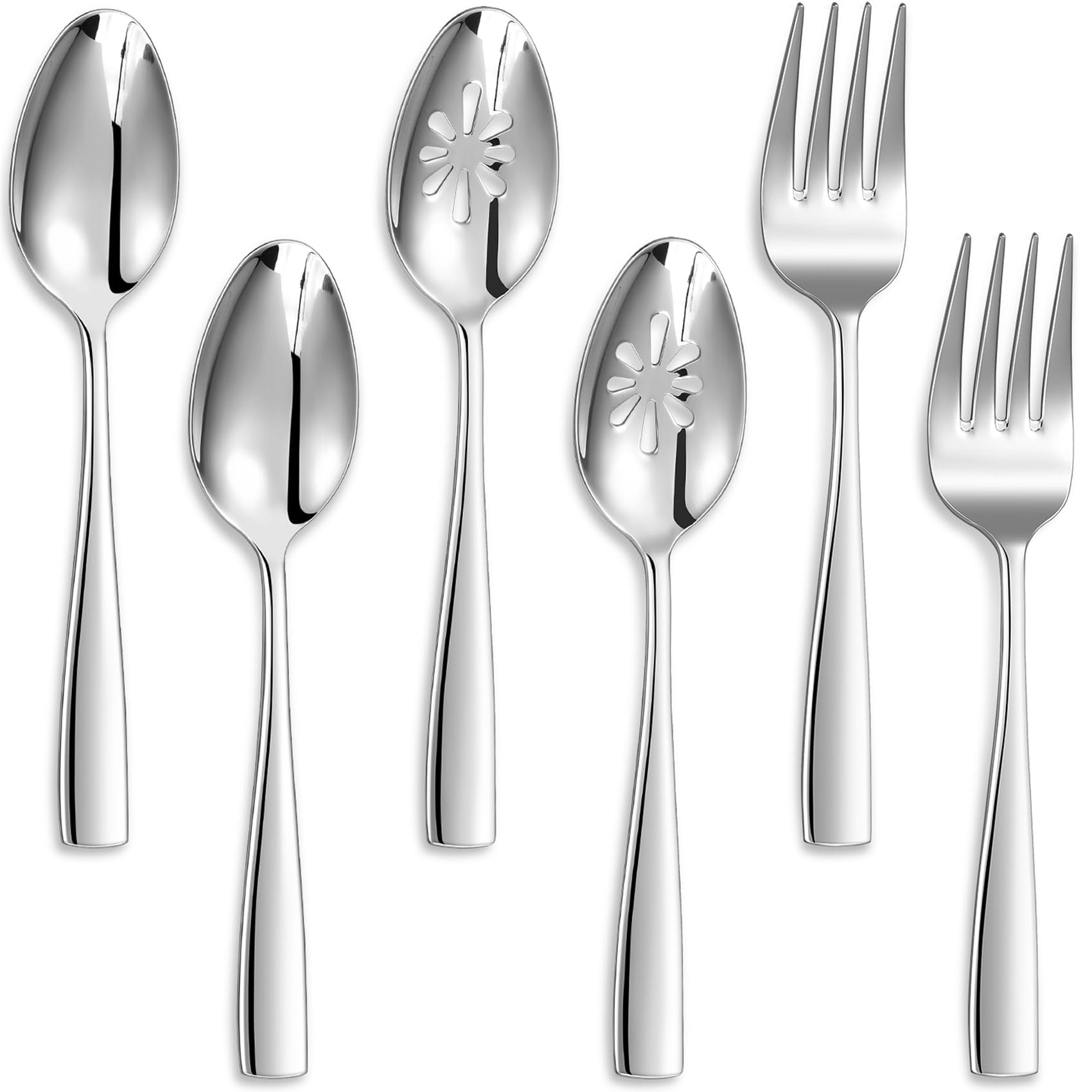 KEAWELL Premium Louis Serving Spoon Set, 18/10 Stainless Steel, 9" Fine Hostess Serving Utensils with Squared Edge, Dishwasher Safe (6)