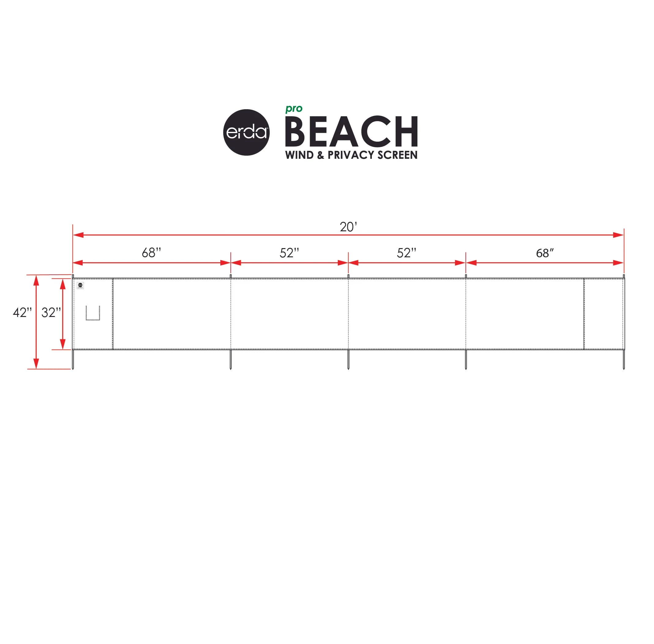 erda Sand Leopard Pro Beach Recycled Polyester Rip-Stop 20 ft Lightweight Windscreen, Privacy Screen, Wind Blocker, Free Matching Shoulder Bag