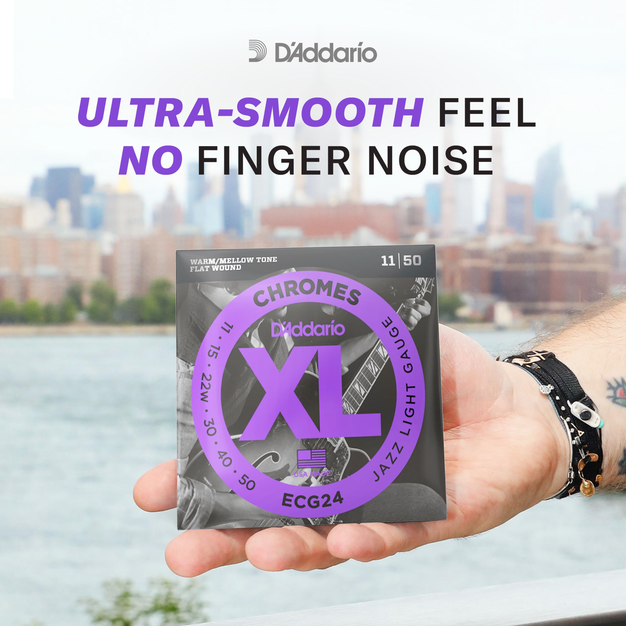 D'Addario XL Chromes Flat Wound Bass Guitar Strings - ECB81S - Short Scale - Regular Light, 45-100