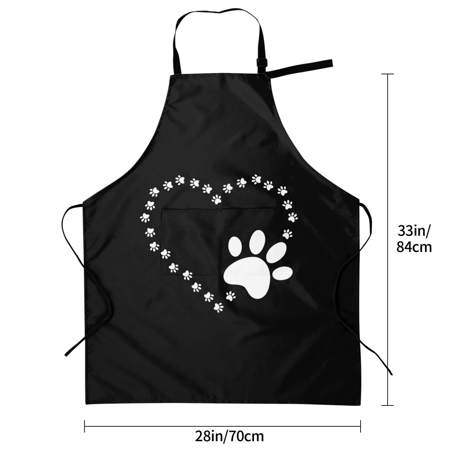 Dogs Cats Paws Prints Apron Adjustable Aprons with 2 Pockets for Women Men Waterproof Chefs Apron for Kitchen Painting Gardening Grooming