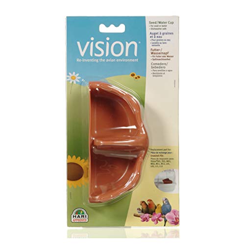 Vision Bird Seed and Water Cup, Bird Food & Water Dish, Terracotta, 83440