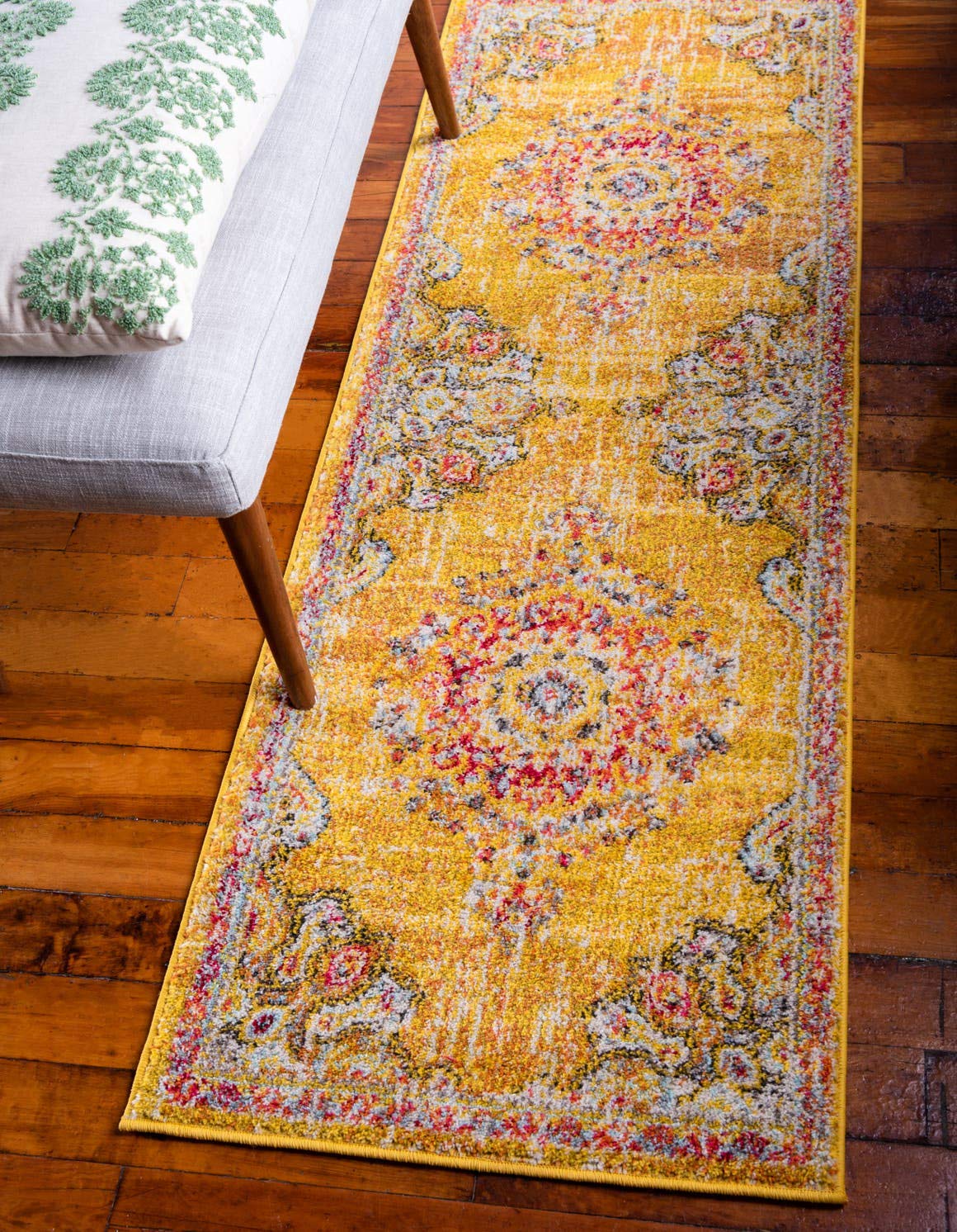 Unique Loom Penrose Collection Area Rug - Alexis (2' 2" x 6' 1" Runner, Gold/ Gray)