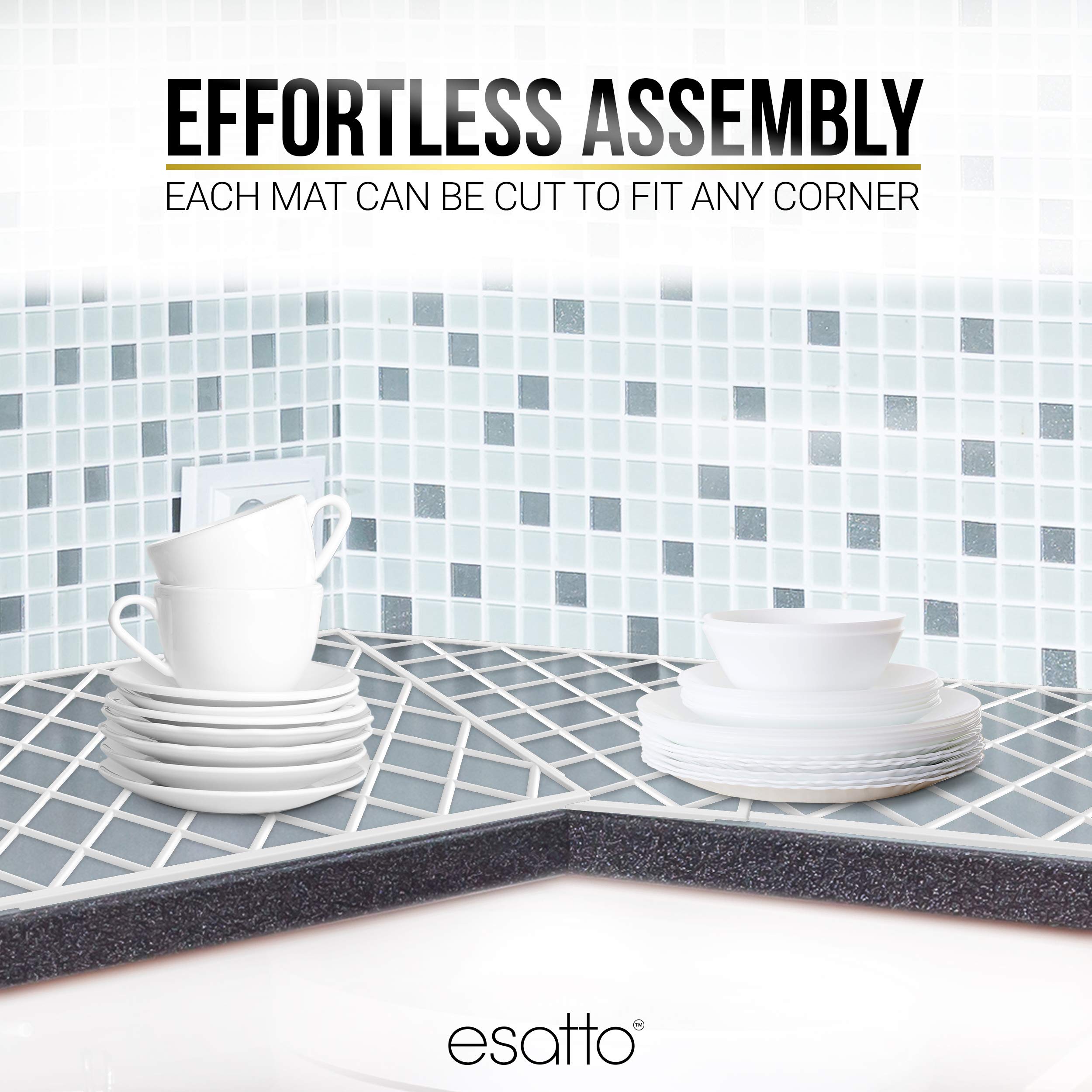 Esatto Bar Products 10 Pieces Interlocking Shelf Mats 8 x 12 Inches, Clear - For Spills, Clean Bars, Stain Protection, and an Anti-slip Surface