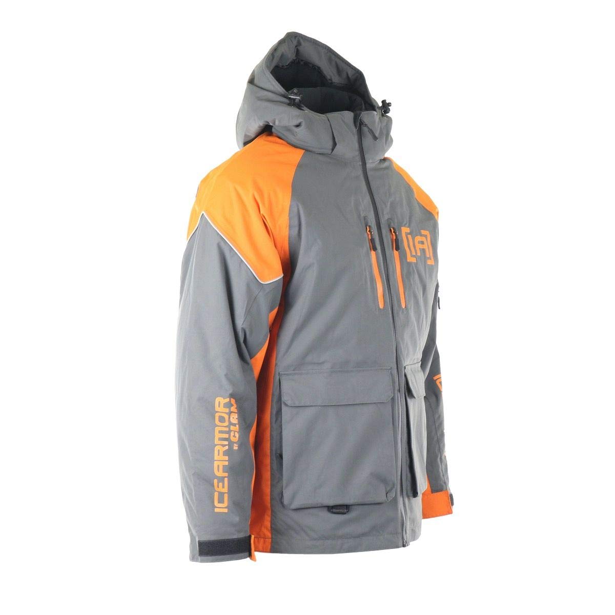 Clam Outdoors Rise Float Parka - XL Gray/Orange
