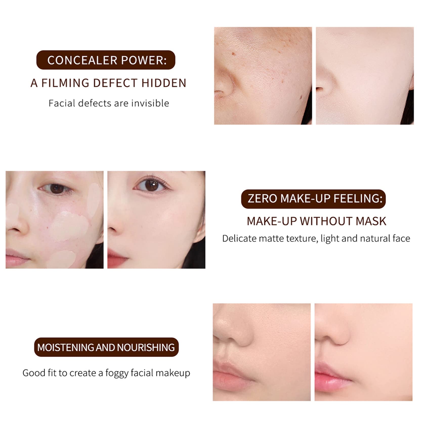 Mushroom Head Air Cushion CC Cream,BB Cream,Foundation Full Coverage Foundation, Moisturizing CC Foundation Concealer Makeup, Long Lasting Matte Cushion Foundation (Natural)