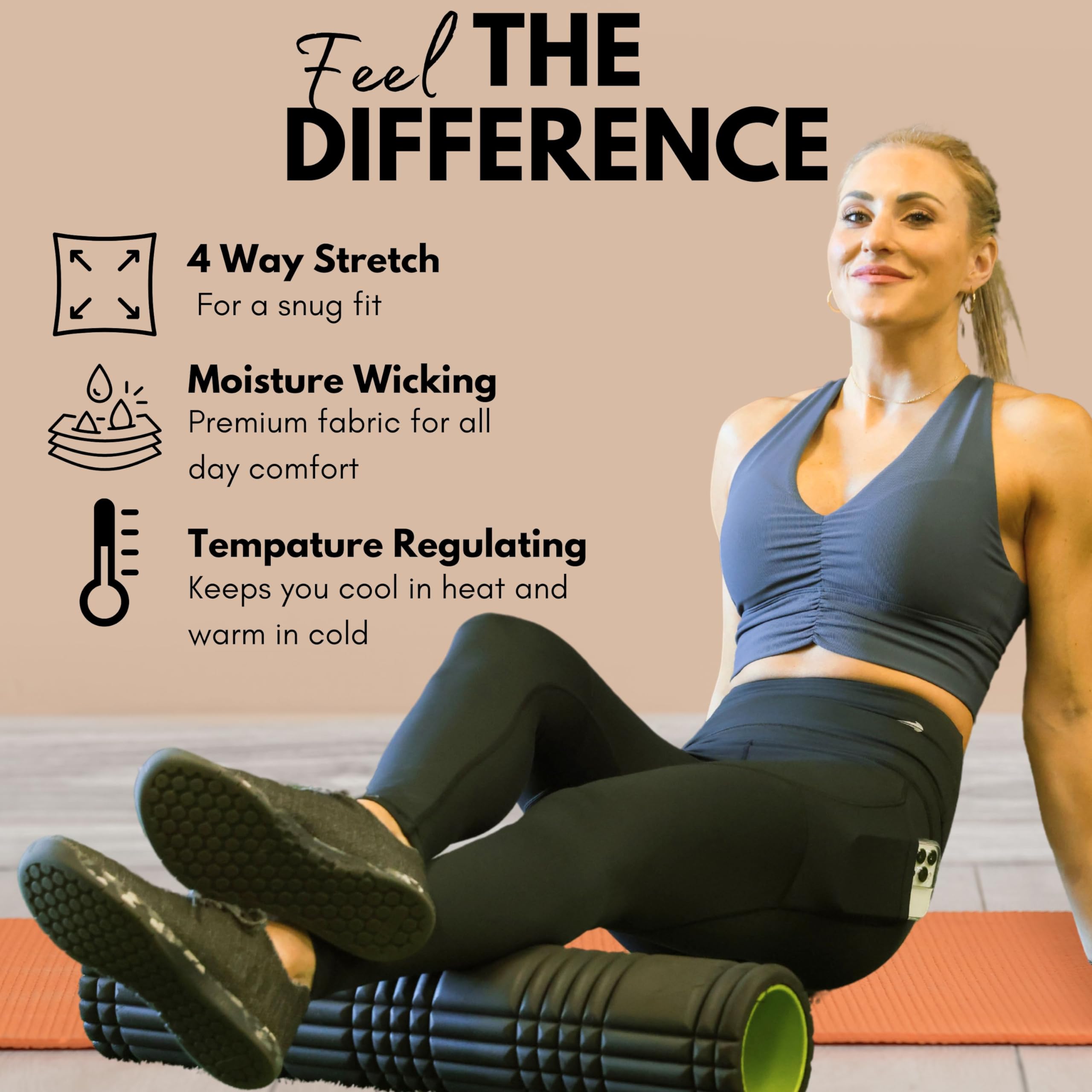 Compression Leggings for Women, Tummy Control Workout Gym Running Yoga Pants Black