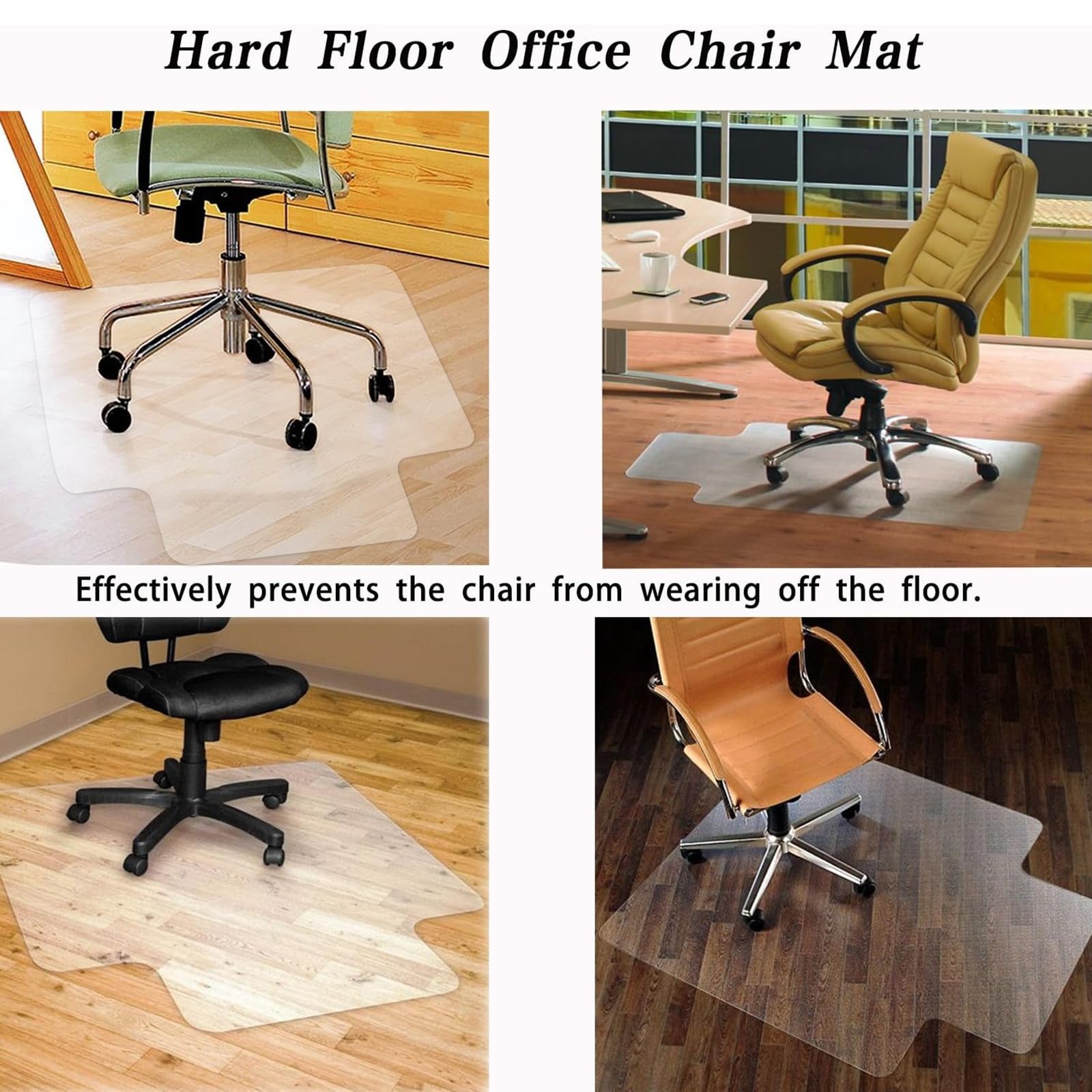Chair Mat for Hard Floors, 30" X 48" Black Chair Mat, Computer Gaming Rolling Desk Chair Mat for Tile Floor, Small Floor Protection Mats for Home and Office (Rectangle)