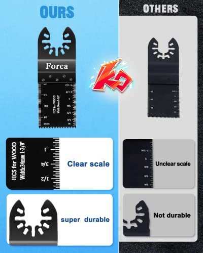 FORCA Multi Tool Blades Kits, 105pcs Universal Oscillating Tools Saw Blades for Wood, Fine Tooth Multitool Blades, Durable High Carbon Steel Fit Milwaukee Dewalt Makita Dremel Bosch 95% Oscillating To