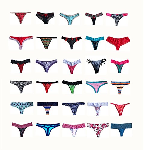 Morvia Varieties of Women Thong Pack Lacy Tanga G-string Bikini Underwear Panties (M, 10 Pcs)