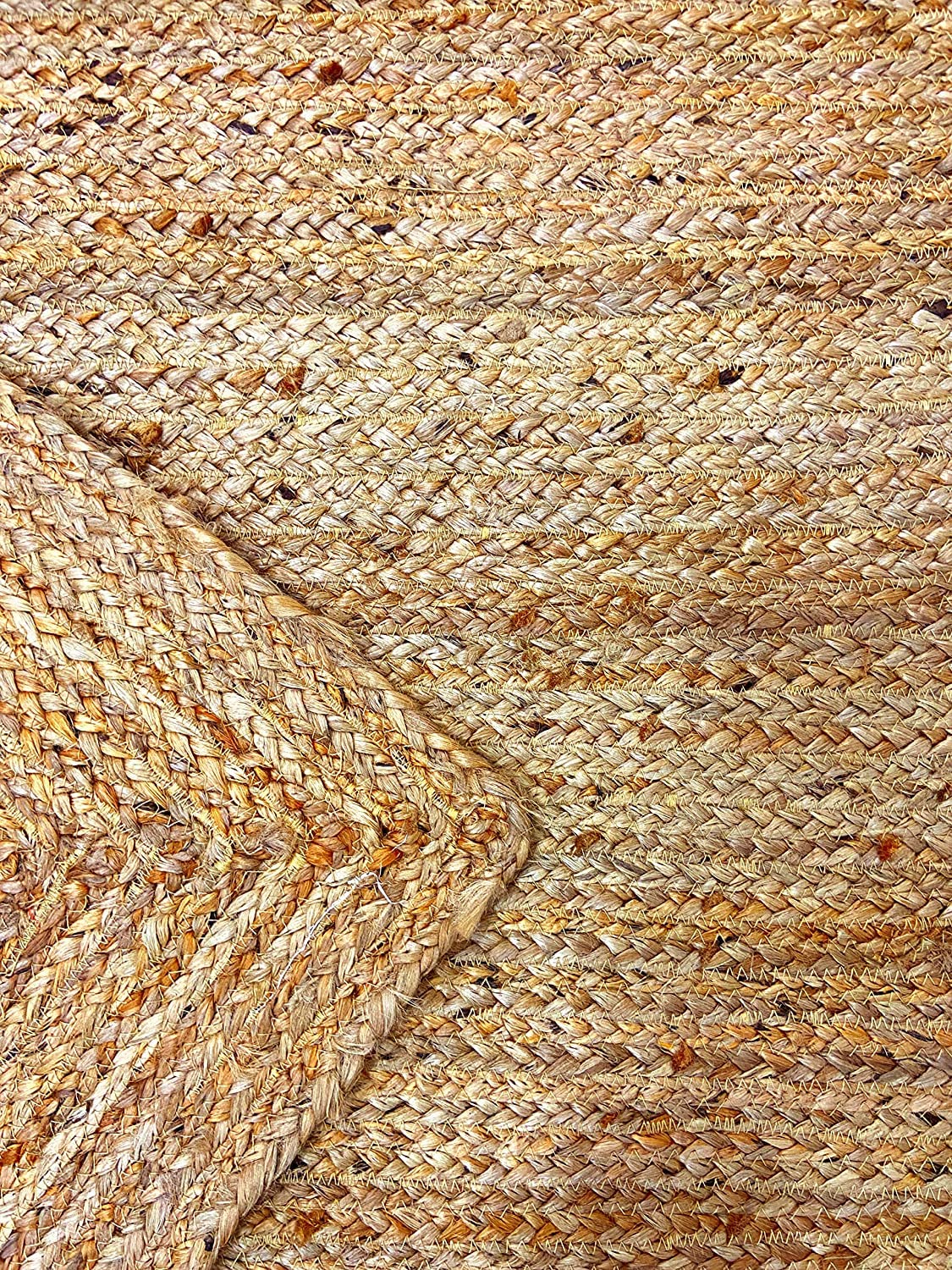 KEMA 3X5 Feet Handwoven Jute Braided Area Rug, Natural Yarn - Rustic Vintage Braided Reversible Rectangular Rug- Eco Friendly Rugs for Bedroom, Kitchen, Living Room, Farmhouse