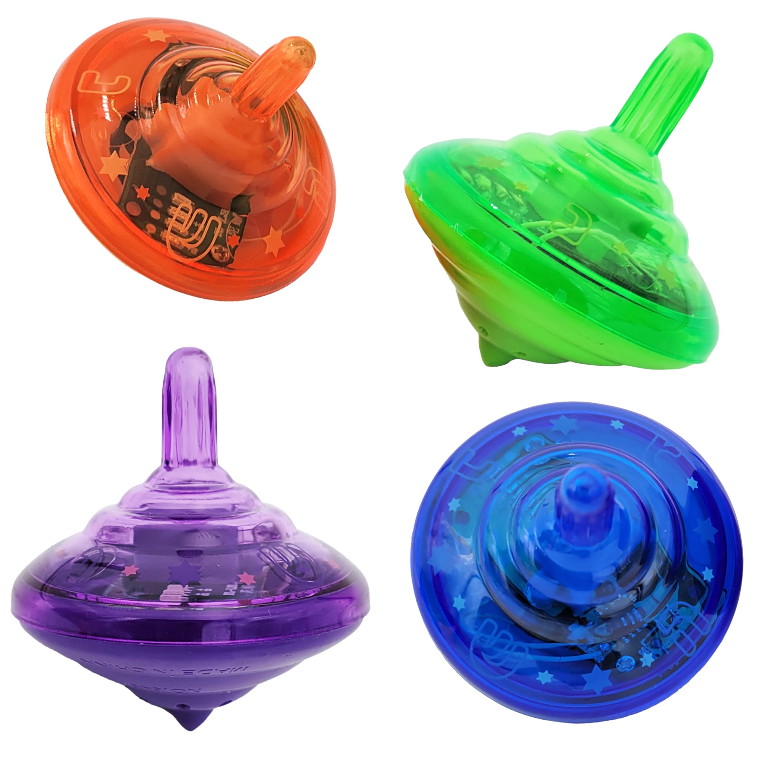 The Dreidel Company Hanukkah Musical Light-Up Dreidel Spinning Tops Set, Plays 2 Classic Hanukkah Songs, Assorted Colors (2-Pack)