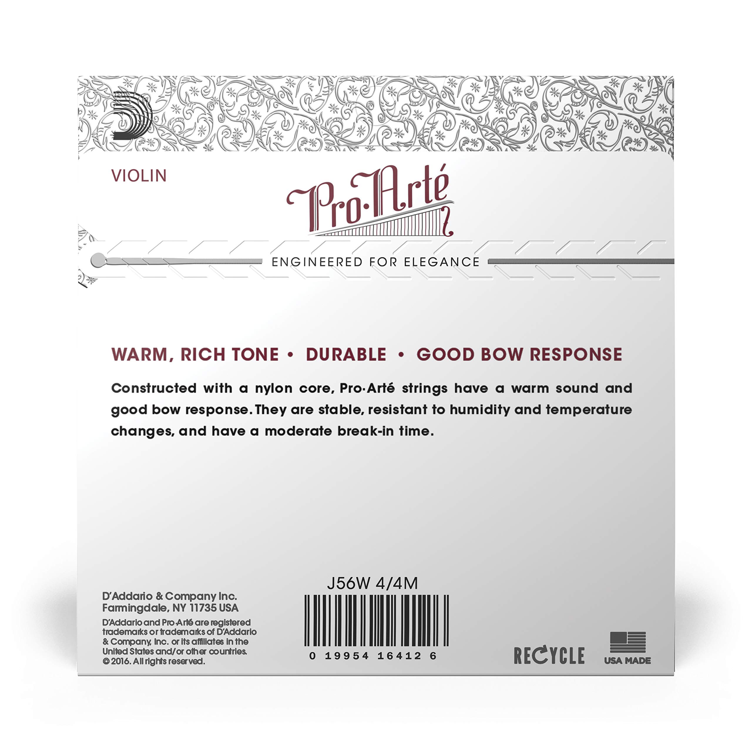 D'Addario Pro-Arte Violin String Set with Wound E, 4/4 Scale, Medium Tension