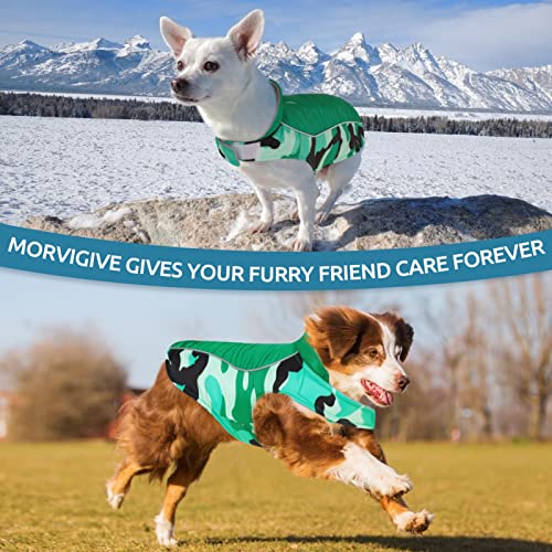 MORVIGIVE Camo Winter Dog Coat, Reversible Waterproof Dog Jacket Dog Cold Weather Coats, Warm Dog Puffer Jacket Reflective Dog Coat with Harness Built in for Small Medium Large Dogs