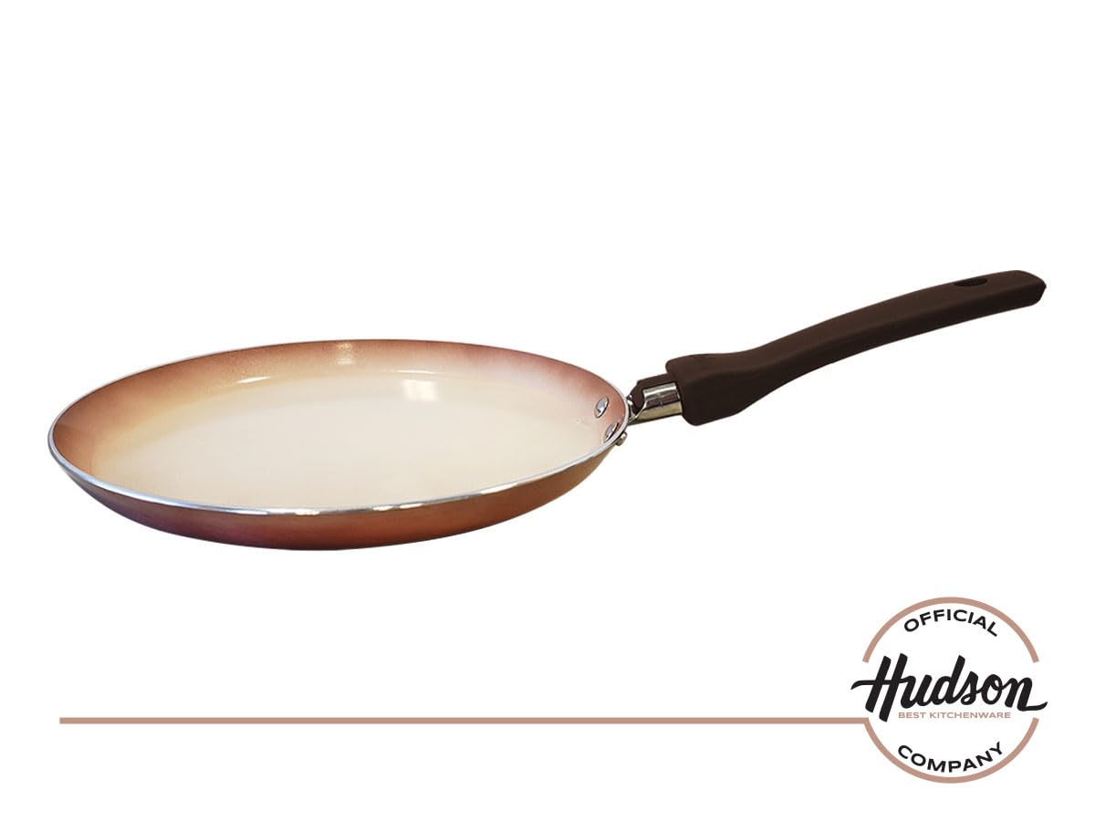 HUDSON Crepe Pan has Ceramic Nonstick, 8.7, Cookware, Pots and Pans, Copper