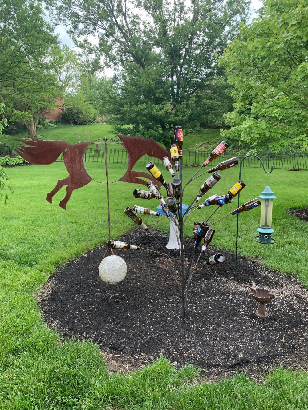 The Big Daddy Bottle Tree | Outside Yard Garden Decor | No Assembly Required | Displays 25 Bottles | 5 ft (60") Tall | Heavy Duty Welded Solid Raw Steel | Unpainted | Made in Mississippi USA