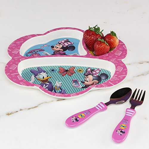 Zak Designs Minnie Easy Grip Flatware Fork And Spoon Utensil Set β Perfect for Toddler Hands With Fun Characters, Contoured Handles And Textured Grips, Minnie Bowtique