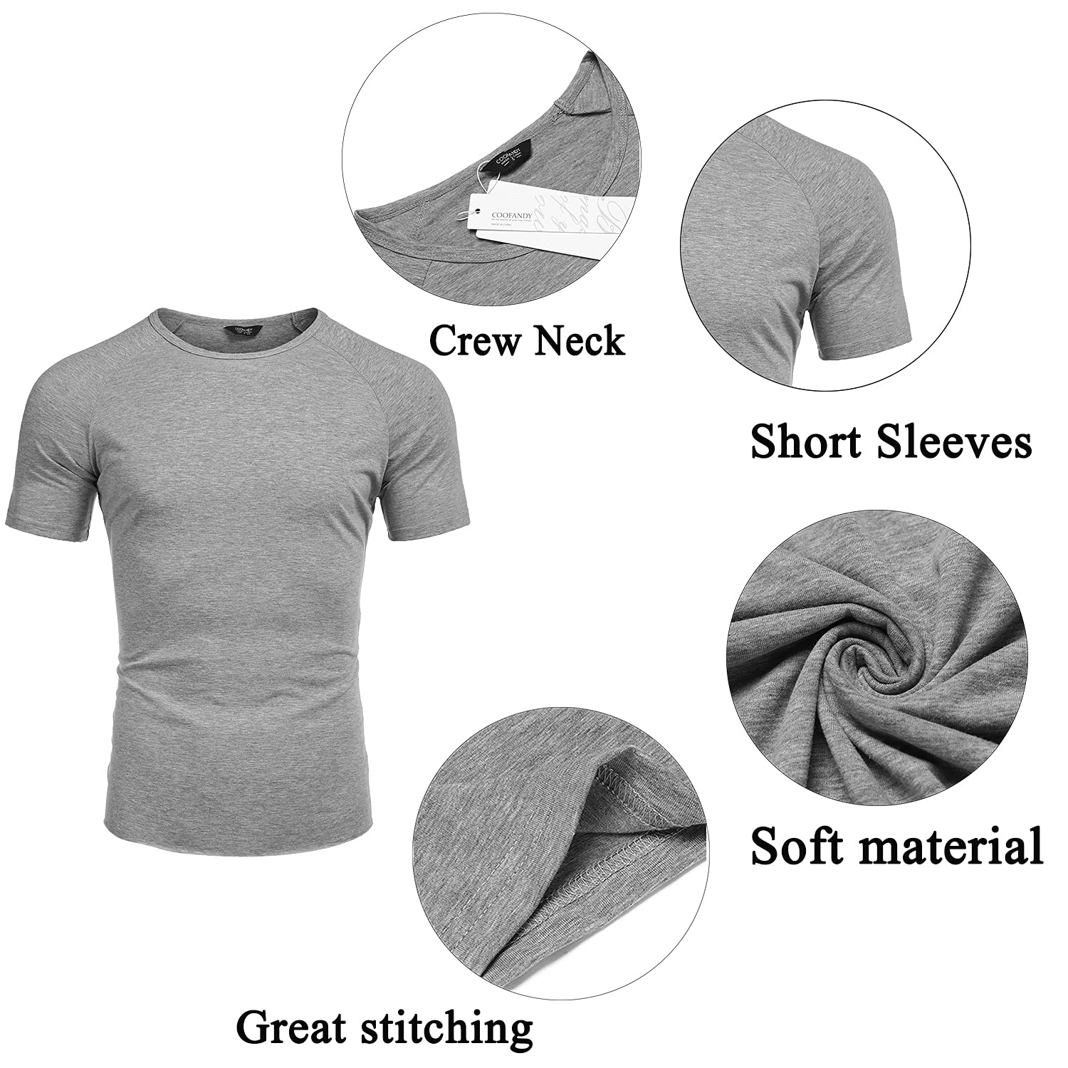 COOFANDY Men's 3 Pack Workout T Shirts Short Sleeve Gym Bodybuilding Muscle Shirts Base Layer Fitness Tee Tops