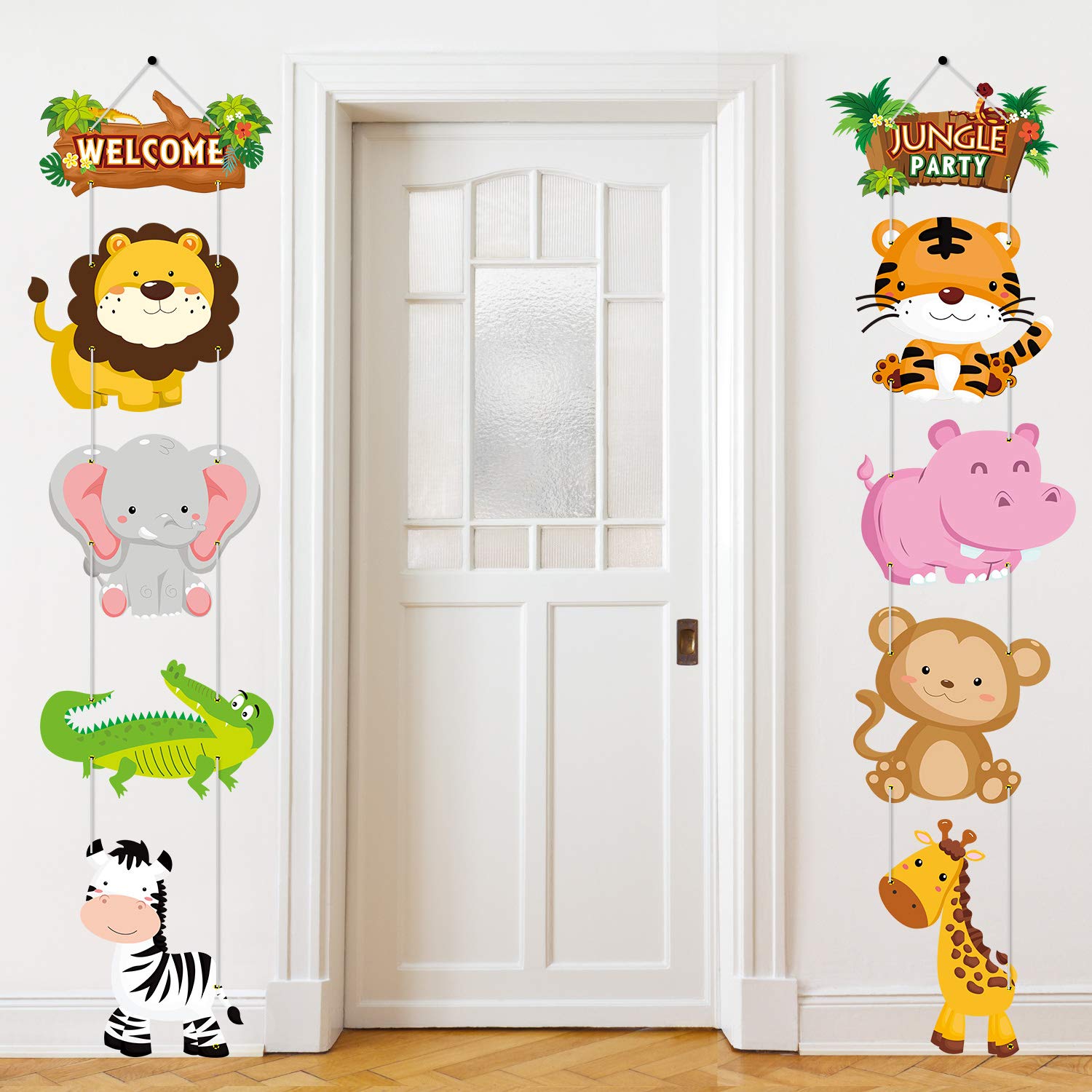 Sumind Jungle Animal Theme Party Supplies Woodland Animal Cutouts Banner Jungle Party Decorations Welcome Jungle Party Door Signs for Baby Shower Family Reunion School Party Decorations