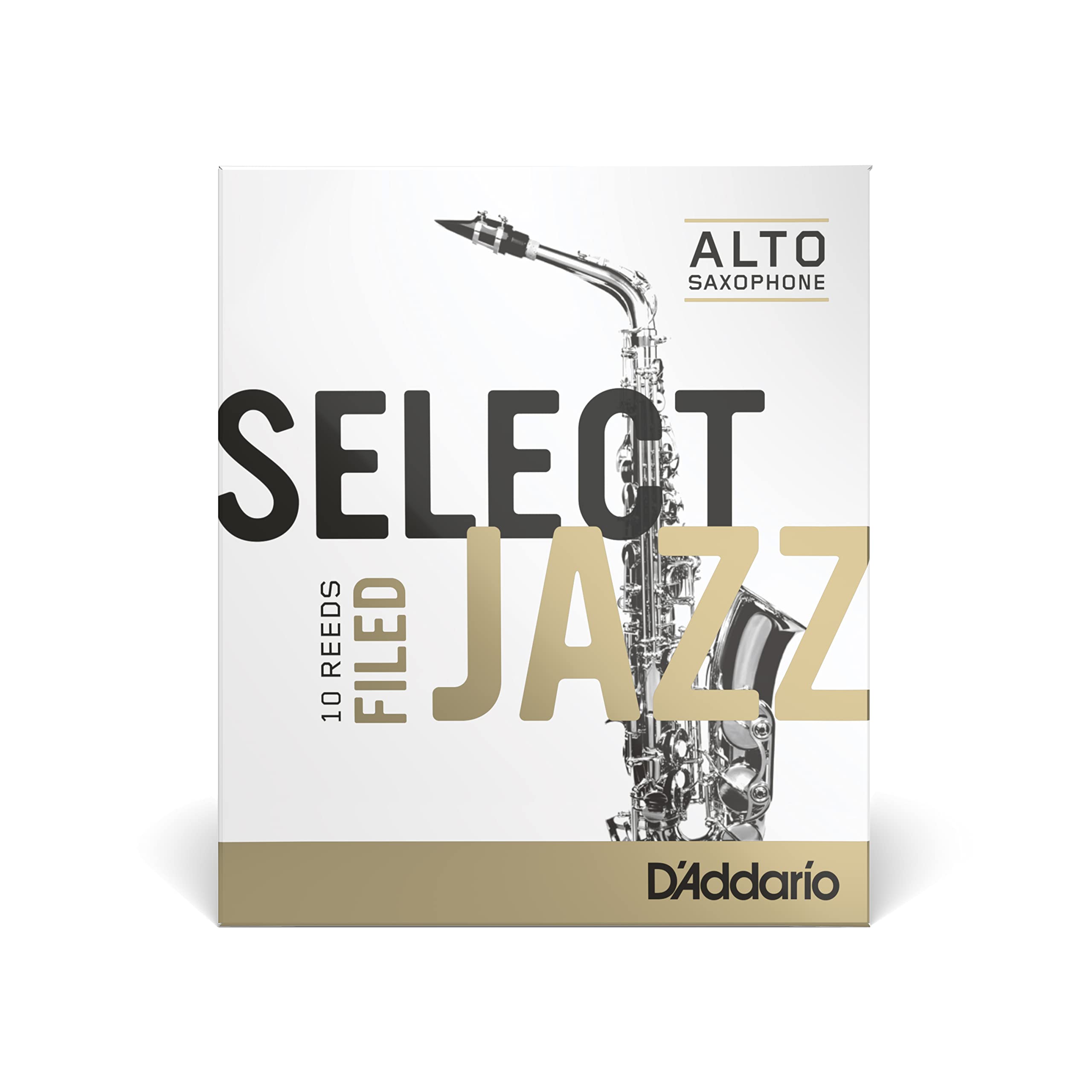 D'Addario Woodwinds Select Jazz Alto Sax Reeds, Filed, Strength 3 Medium, 10-pack