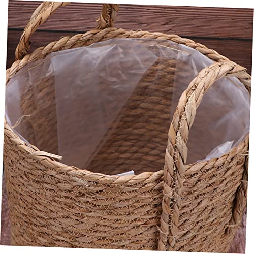LABRIMP Rectangle Vase Storage Basket Straw Potted Plant Basket Linen Flowerpot To Weave Potted Plant Woven Toy Basket