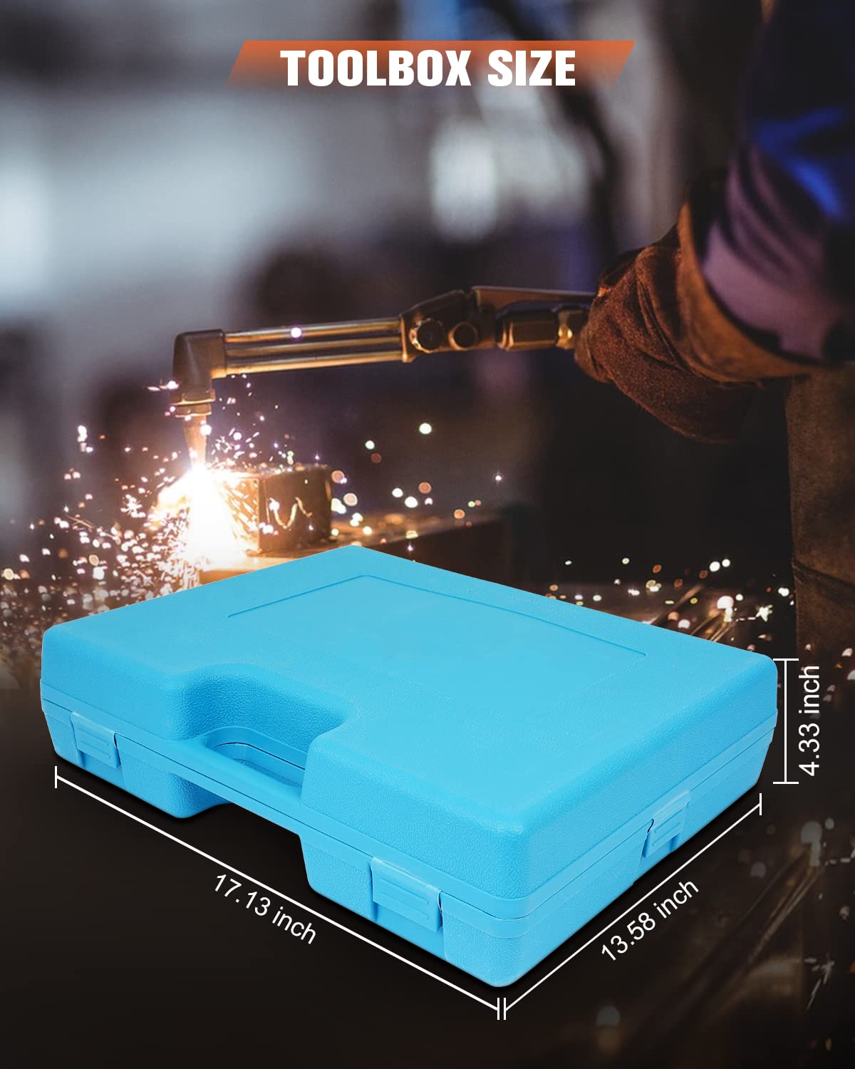 Gas Welding Cutting Kit Oxygen Acetylene Torch Portable Tool Set Oxy Brazing Welder Kit Professional Precision Instrument with Two Hose, Tips, Goggles, Blue Carrying Case