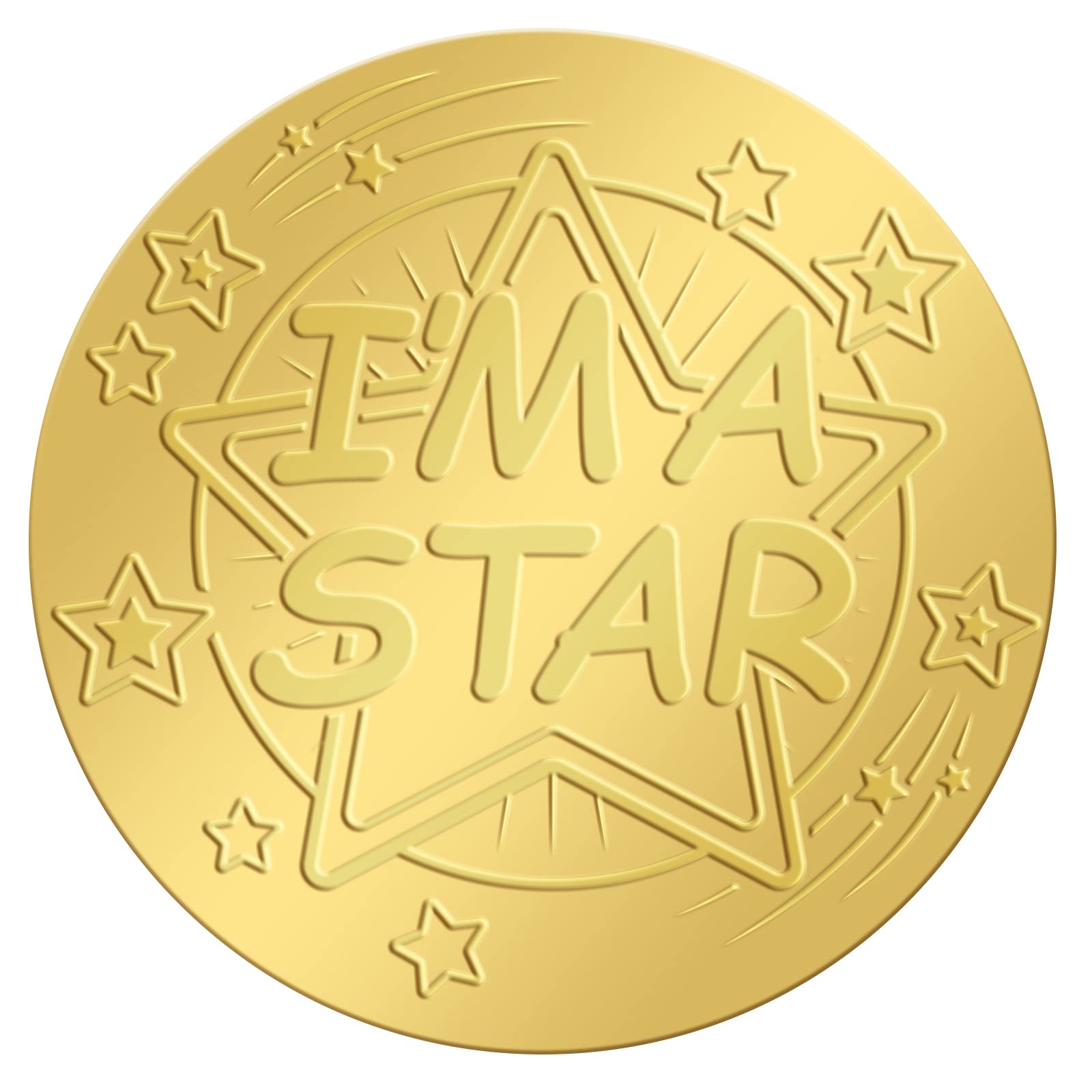 CRASPIRE 2 Inch Gold Embossed Envelope Seals Stickers IāM A Star 100pcs Adhesive Embossed Foil Seals Stickers Label for Wedding Invitations Gift Packaging
