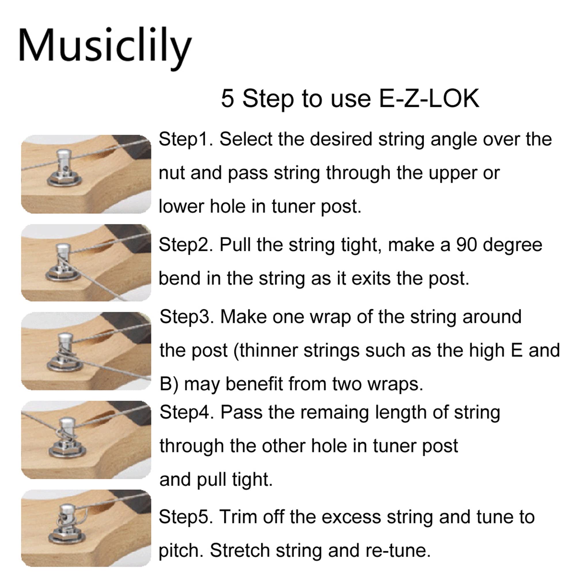 Wilkinson 6 inline E-Z-LOK Guitar Tuners Machine Heads Tuning Pegs Keys Set for Fender Stratocaster/Telecaster Electric Guitar, Chrome