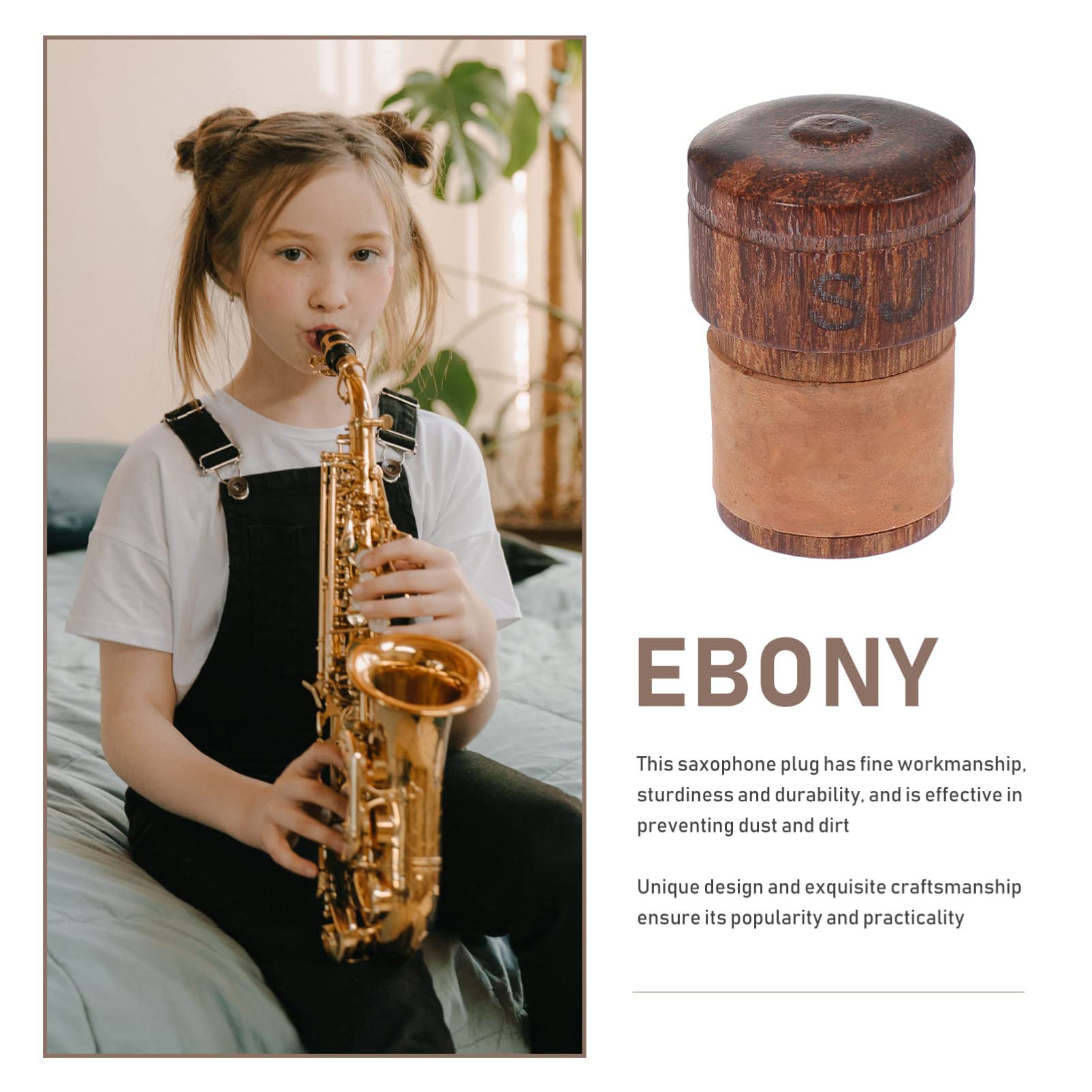 ERINGOGO Safety Sax Tenor Plug Wood Sax Plug saxophone end plug wood saxophone plug tenor sax plug Saxophone End Ebony Saxophone Accessories