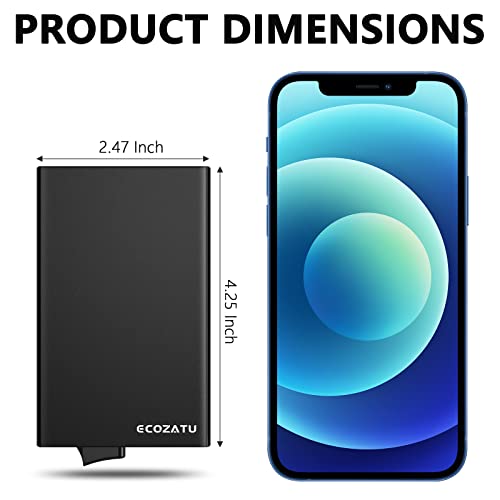 ECOZATU Slim Aluminum Card Holder Wallet,Minimalist Metal Mens Wallet,RFID Blocking Wallet For Men,Pop Up Wallets Men,Stealth Wallets for Men, 14+ Cards Holder Mens Wallets With 2 Cash Bands