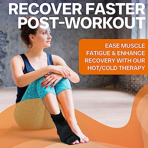 Foot & Ankle Pain Relief Hot/Cold Gel Wrap - Effectively Relieve Foot and Ankle Aches & Pains Using Compression Gel Ankle Ice Pack Wrap - Heated or Cooled, Targets All Areas of Ankle & Foot - Large