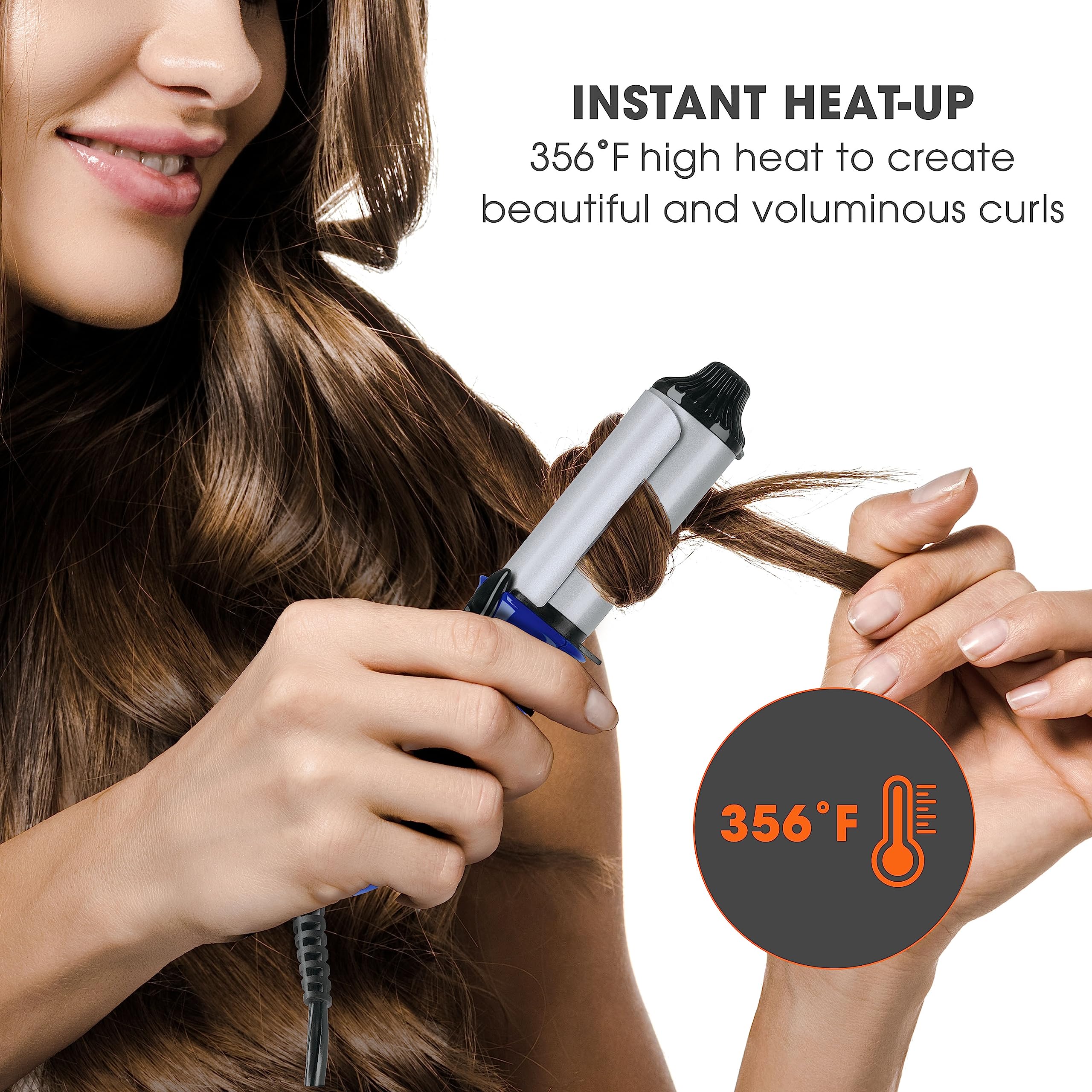 Conair Travel Curling Iron, Mini 1 Inch Ceramic Curling Iron in Blue by Travel Smart