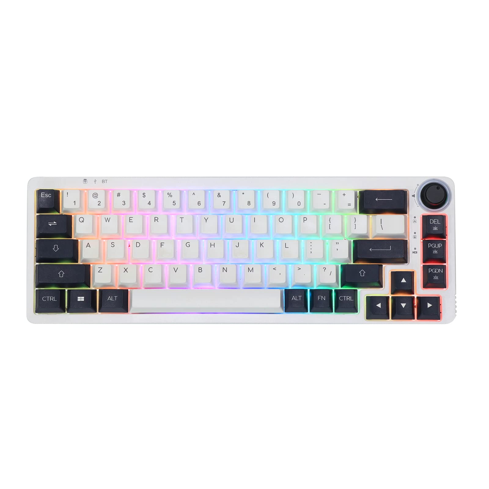 EPOMAKER Theory TH68 65% 67 Keys RGB Hot Swappable Programmable Bluetooth 5.0/2.4Ghz Wireless/USB-C Wired Triple Modes Mechanical Gaming Keyboard with Rotary Knob for Win/Mac (Gateron Brown Switch)