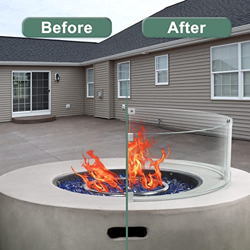 GASPRO 23" x 8" Glass Wind Guard for Round Fire Pit Table, Thick and Tall Tempered Glass Panel with Hard Aluminum Corner Bracket & Feet, Easy to Assemble