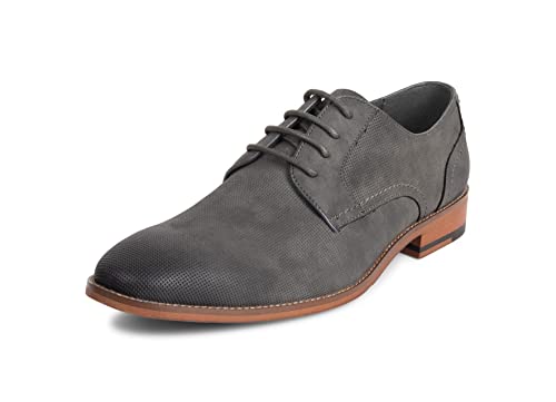 Kenneth Cole Unlisted Mens Dress Shoes Cheer Buck Classic Cap-Toe Lace-Up Memory Foam Insole, Grey, 10